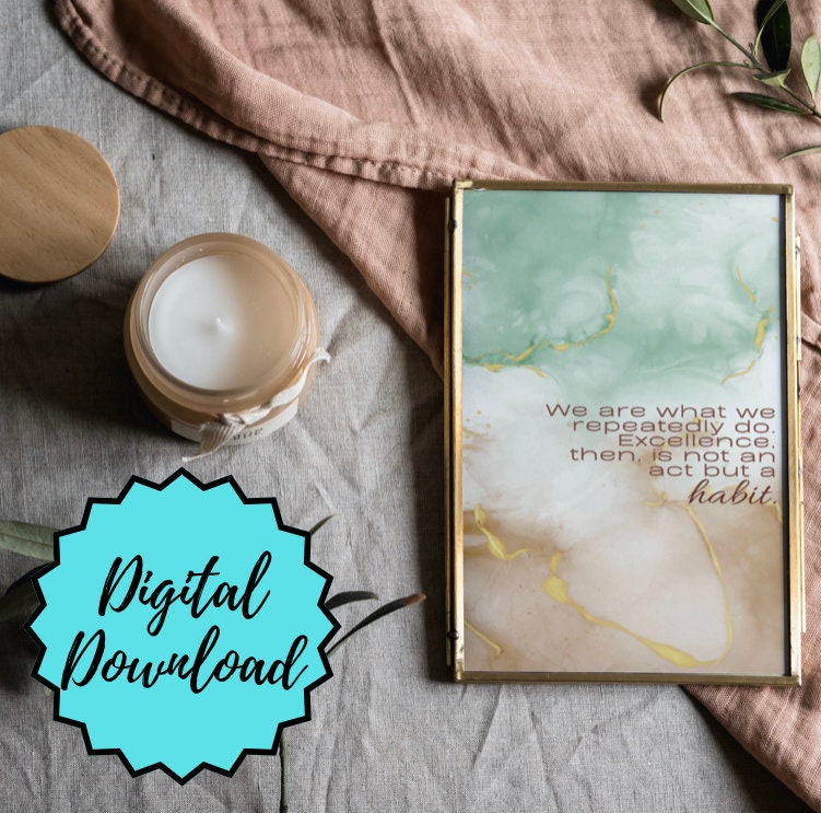 Motivational Poster Digital Download Excellence Quote Digital Artwork ...