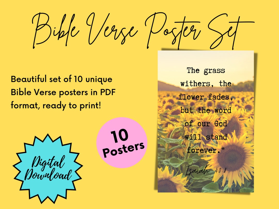 Bible Verse Poster Digital Download Bible Quote Set - Etsy