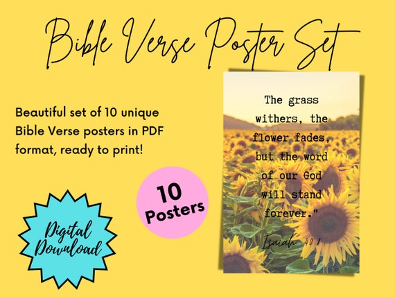 Bible Verse Poster Digital Download Bible Quote Set - Etsy