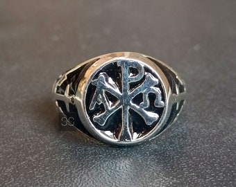 Sterling Silver Chi Rho Ring - Etsy