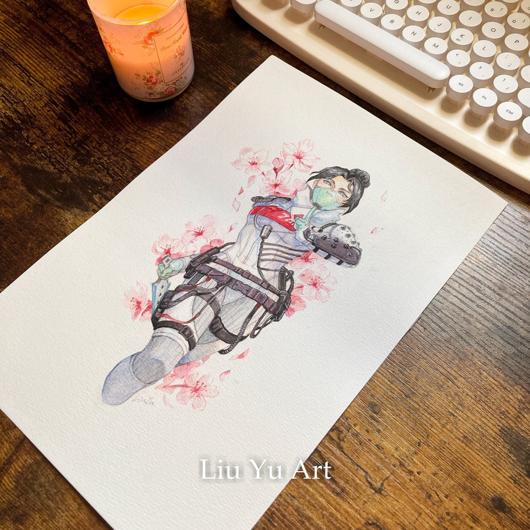 Apex Wraith Quarantine 722 Sakura blooming fan art painting watercolor ...