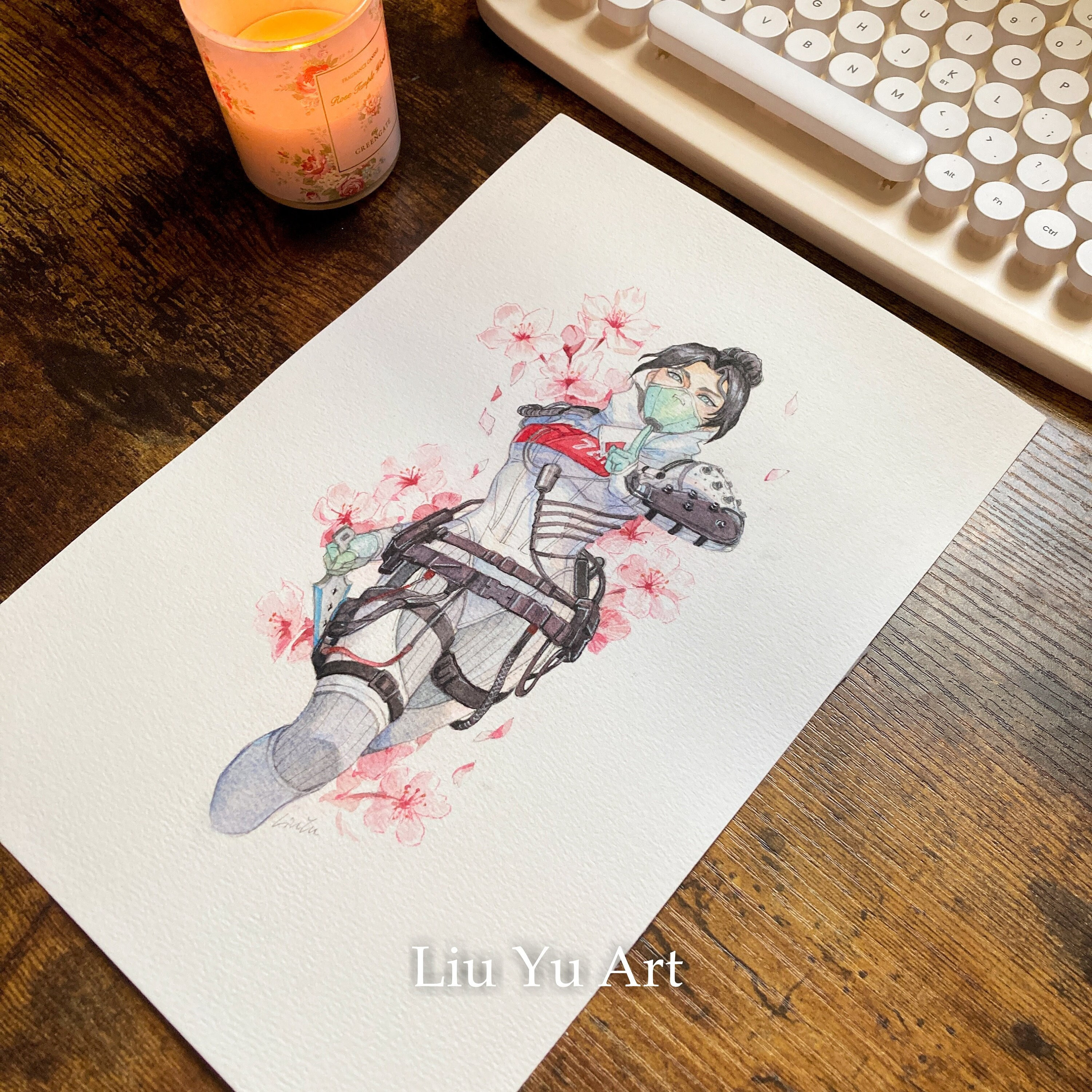 Apex Wraith Quarantine 722 Sakura blooming fan art painting watercolor ...