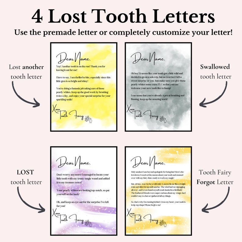 Editable Tooth Fairy Letter Template: Printable Certificate, Instant ...
