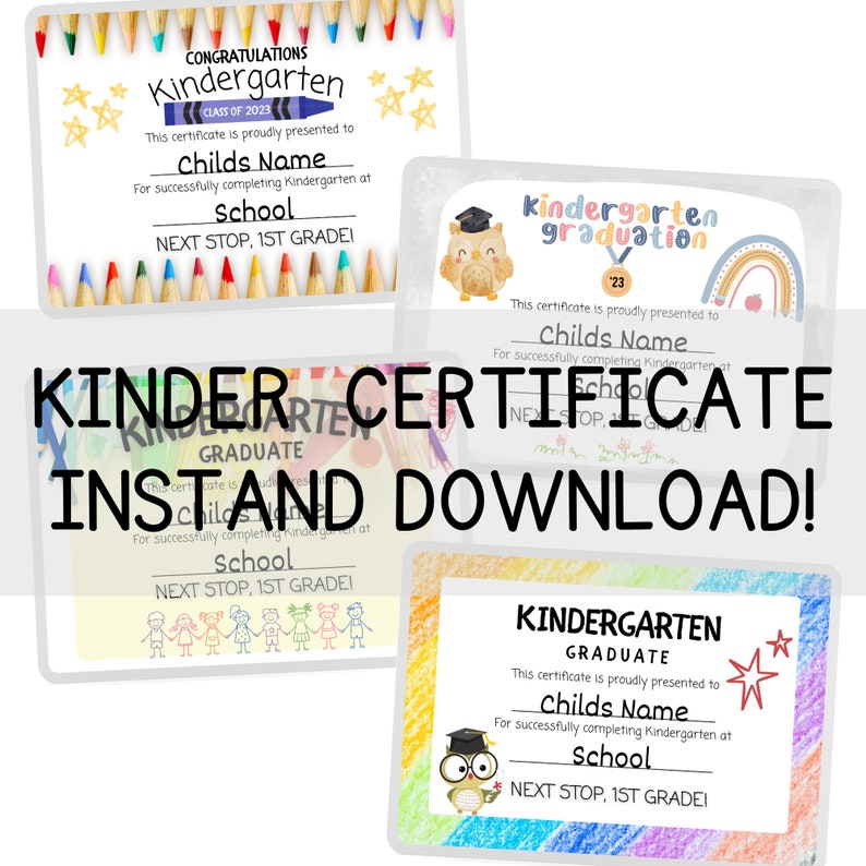 Kinder Grad Certificates INSTANT DOWNLOAD - Etsy