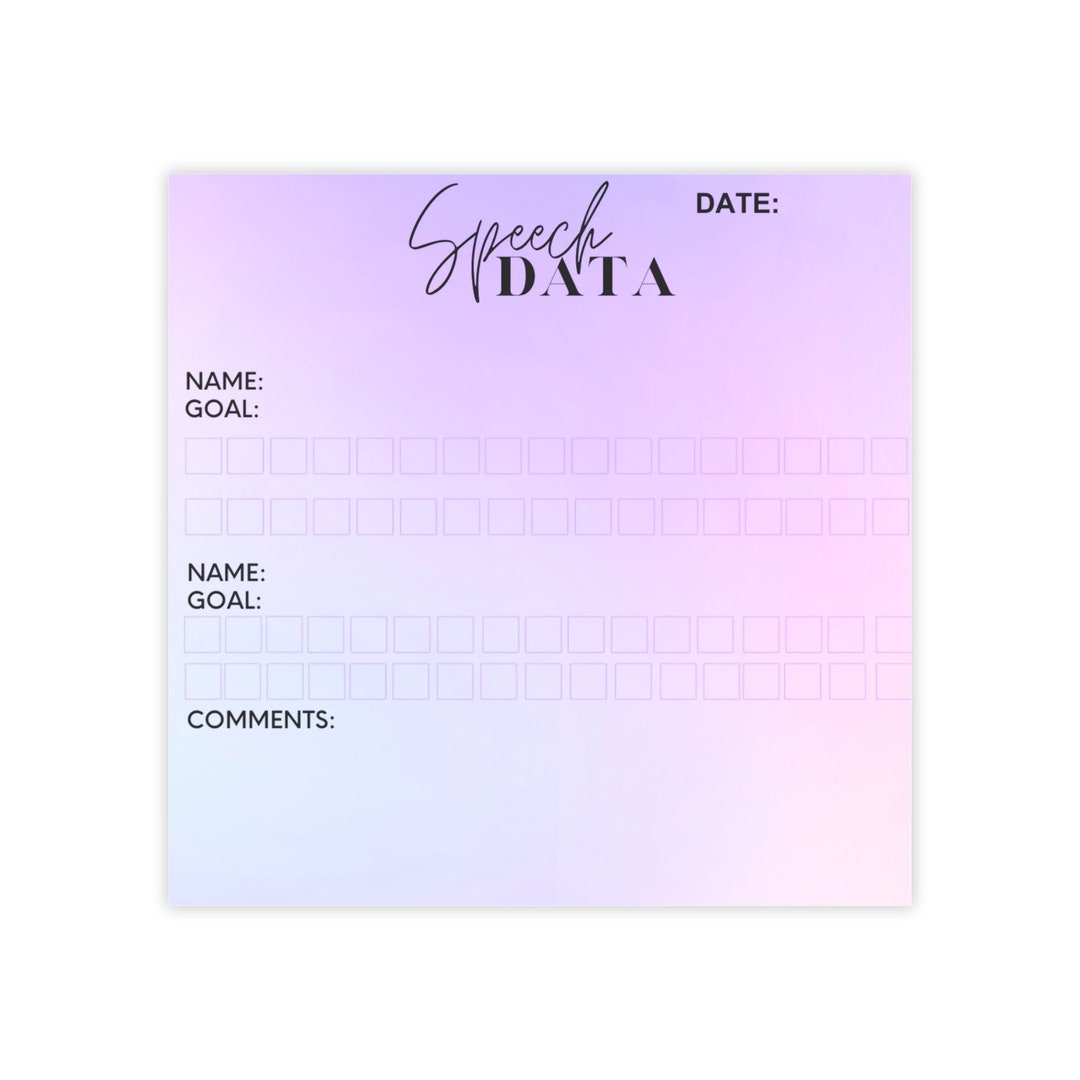 Purple Speech Therapy Data Sheet Post-it® Note Pads, Speech Therapy ...