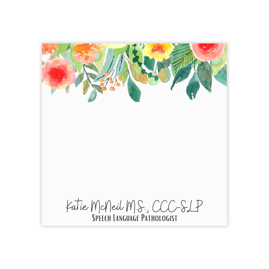 Personalized Speech Therapy Post-it Note Pads, SLP Gifts, Speech ...