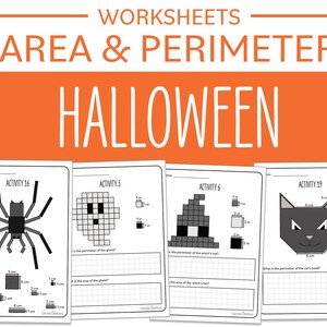 Halloween Math Area and Perimeter Worksheets Printables - Etsy