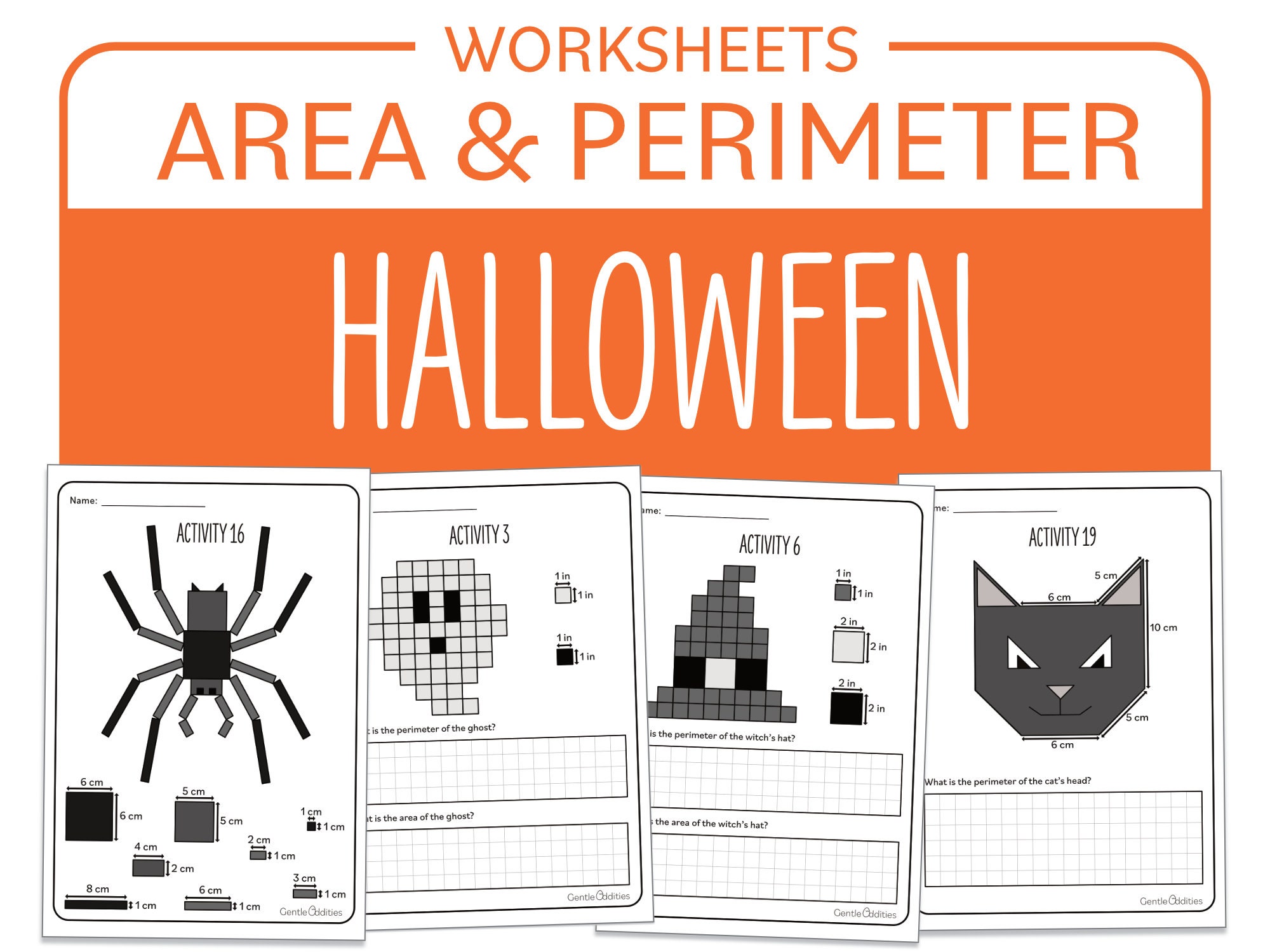 Halloween Math Area and Perimeter Worksheets Printables - Etsy