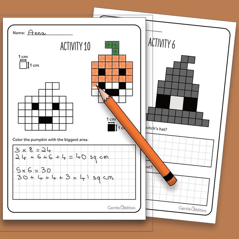 Halloween Math Area and Perimeter Worksheets Printables - Etsy