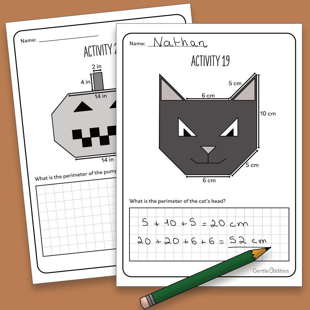 Halloween Math Area and Perimeter Worksheets Printables - Etsy