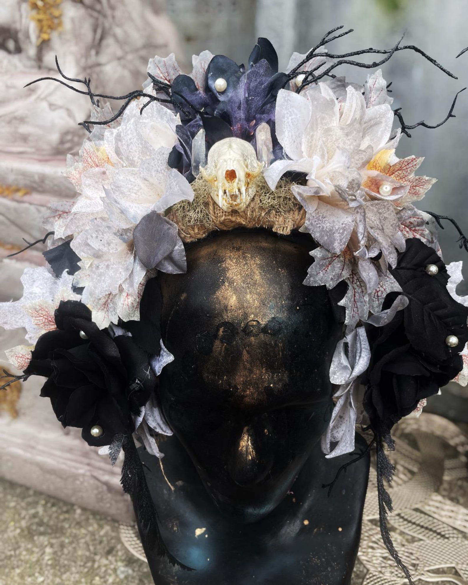 White Forest Fairy Headpiece (real Mink Skull) - Etsy