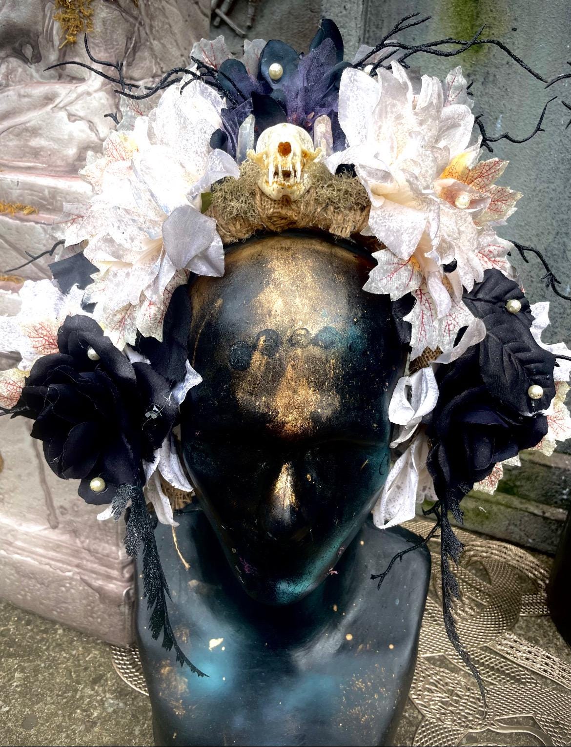 White Forest Fairy Headpiece (real Mink Skull) - Etsy