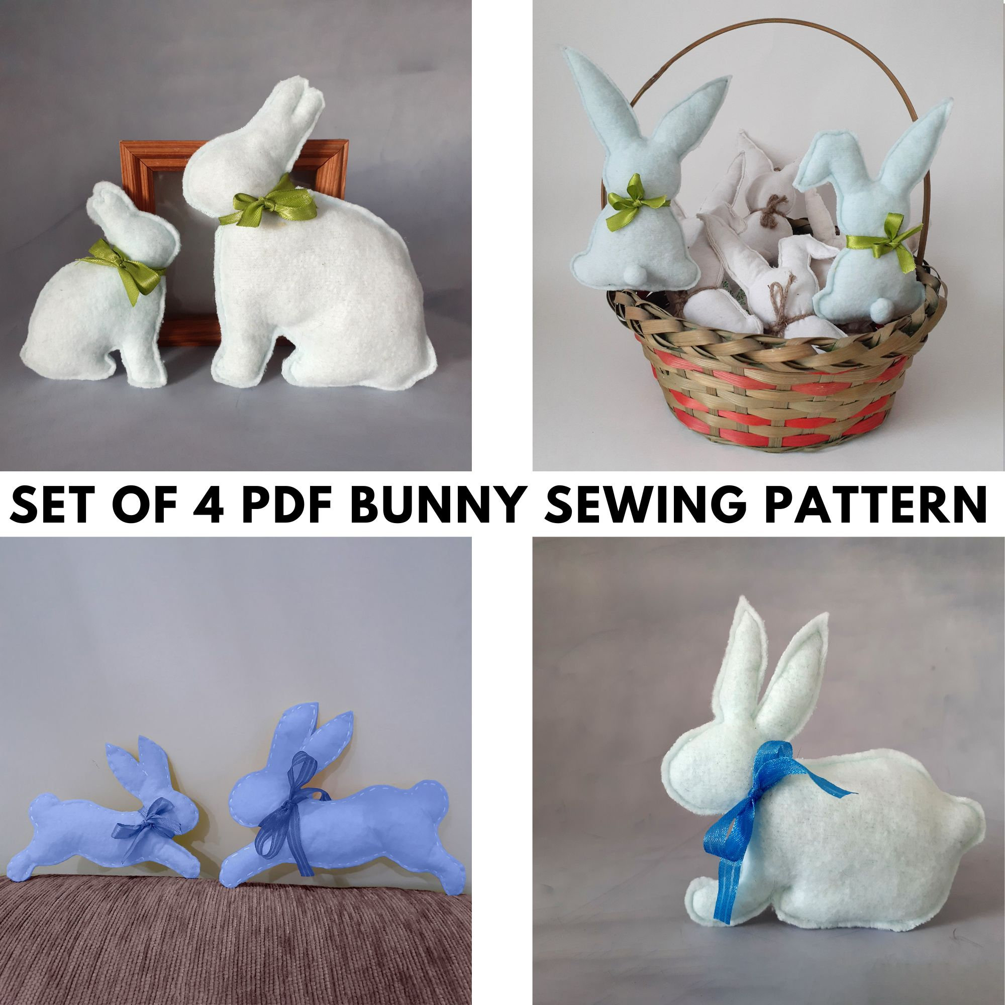 Bunny Sewing Pattern, Set of 4 PDF - Etsy