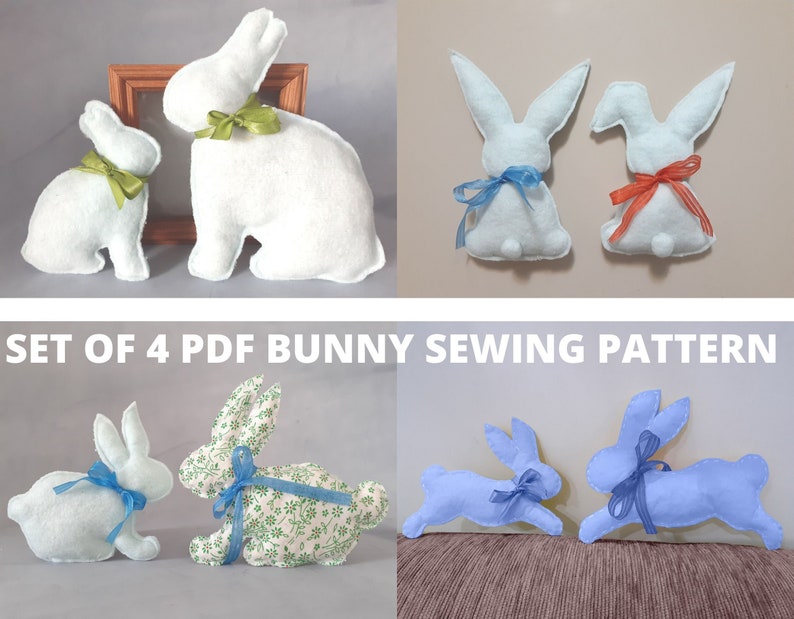 Bunny Sewing Pattern Set of 4 PDF - Etsy