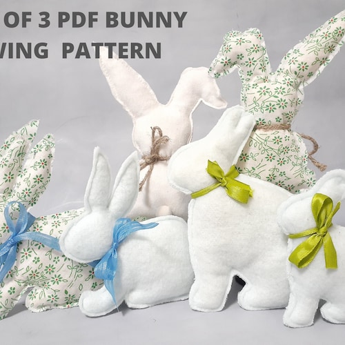 Set of 3 PDF Bunny Sewing Pattern - Etsy