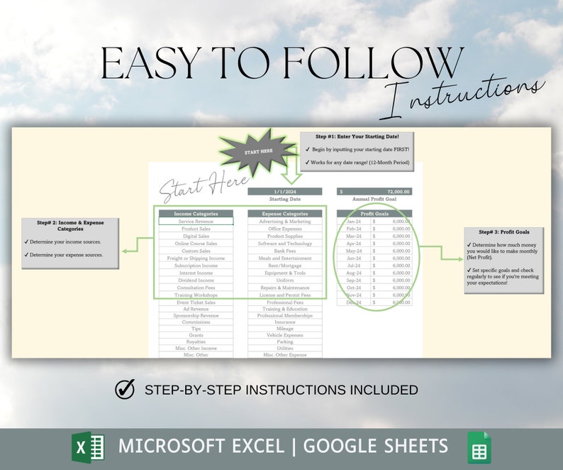 1099 Bookkeeping Spreadsheet: Accounting Income and Expense Tracker ...