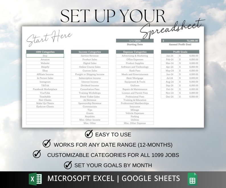 1099 Bookkeeping Spreadsheet: Multi-1099 Accounting Income and Expense ...