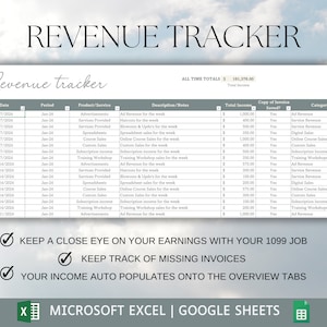 1099 Bookkeeping Spreadsheet: Accounting Income and Expense Tracker ...