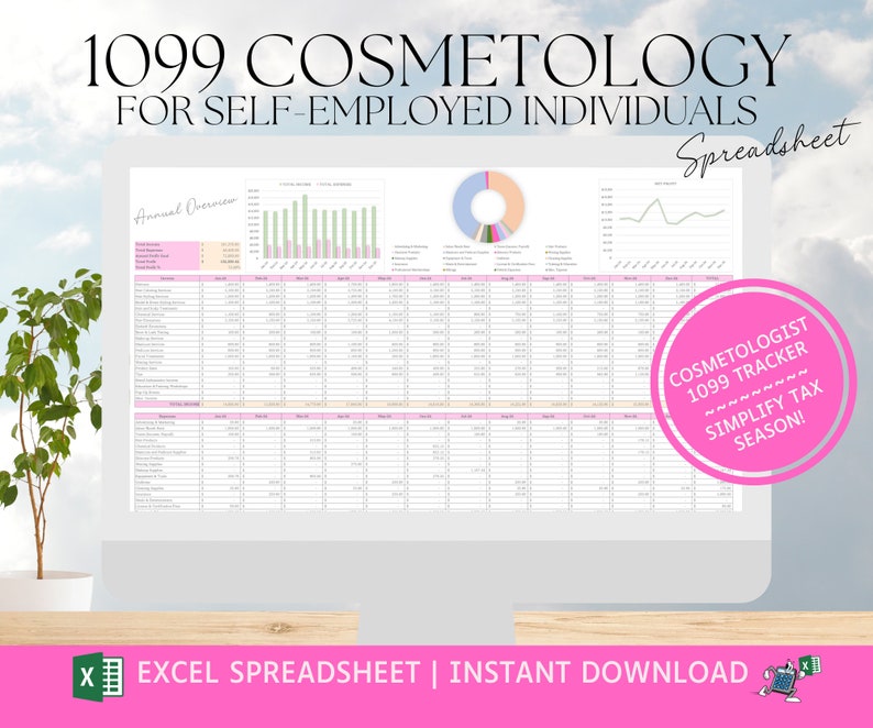 Cosmetology 1099 Bookkeeping Spreadsheet Excel Finance Spreadsheet ...