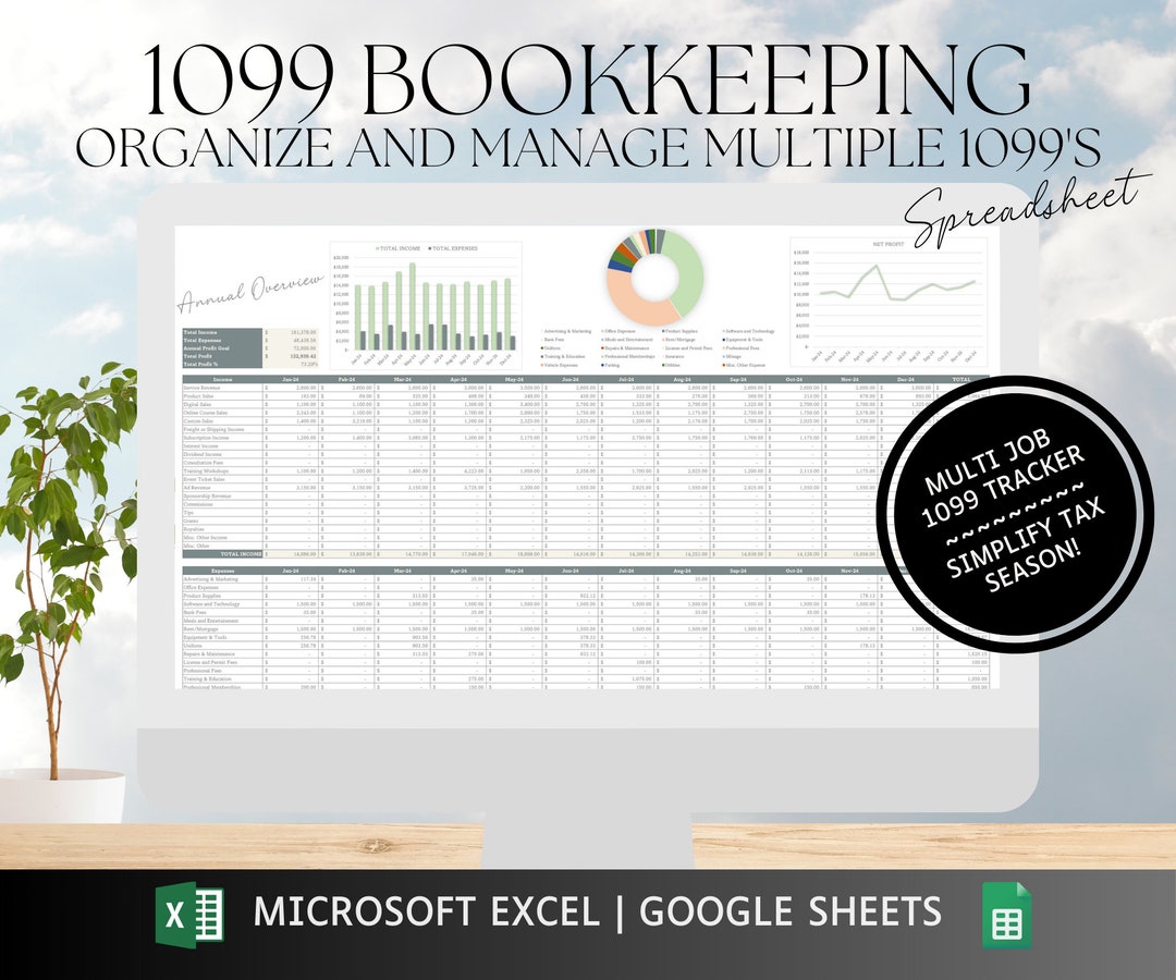 1099 Bookkeeping Spreadsheet: Multi-1099 Accounting Income and Expense ...