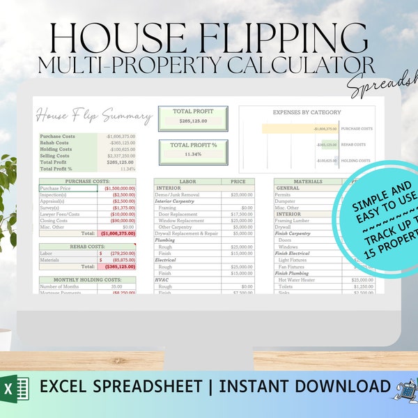 House Flipping Spreadsheet - Etsy