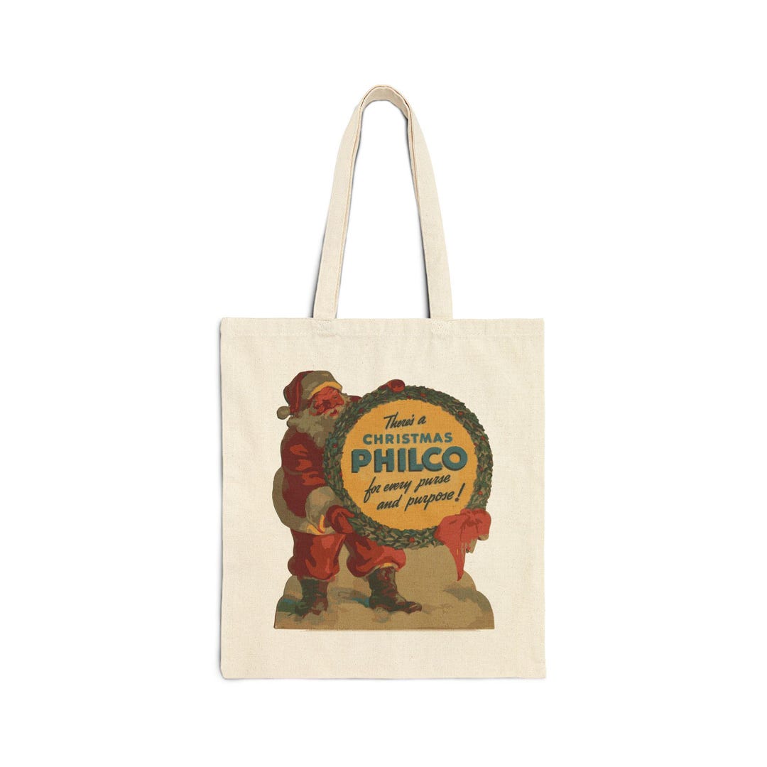 Retro Philco Vintage Santa Christmas Cotton Canvas Tote Bag Antique ...