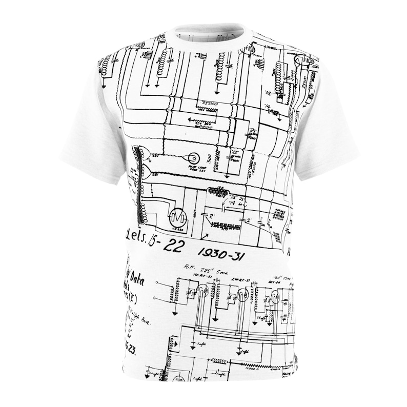 1930s Brunswick Antique Radio Schematic All-over Print (AOP) T-shirt - Etsy