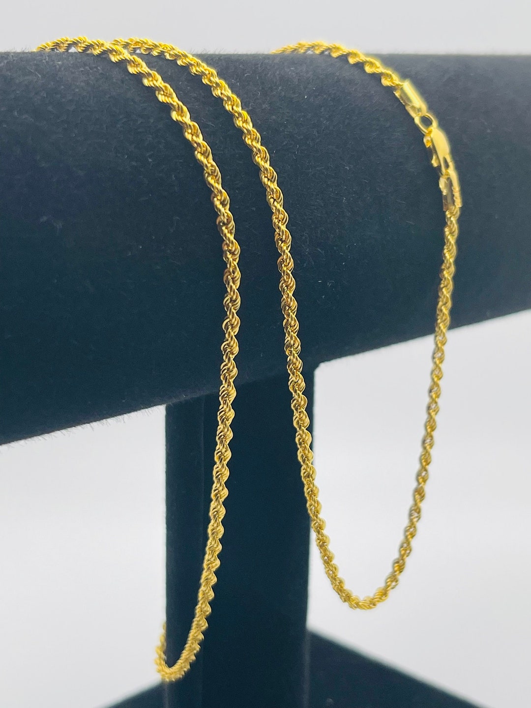 Rope Chain 14K Gold Diamond Cut, 2.5 Mm. 22 24 14K Yellow Gold Solid ...