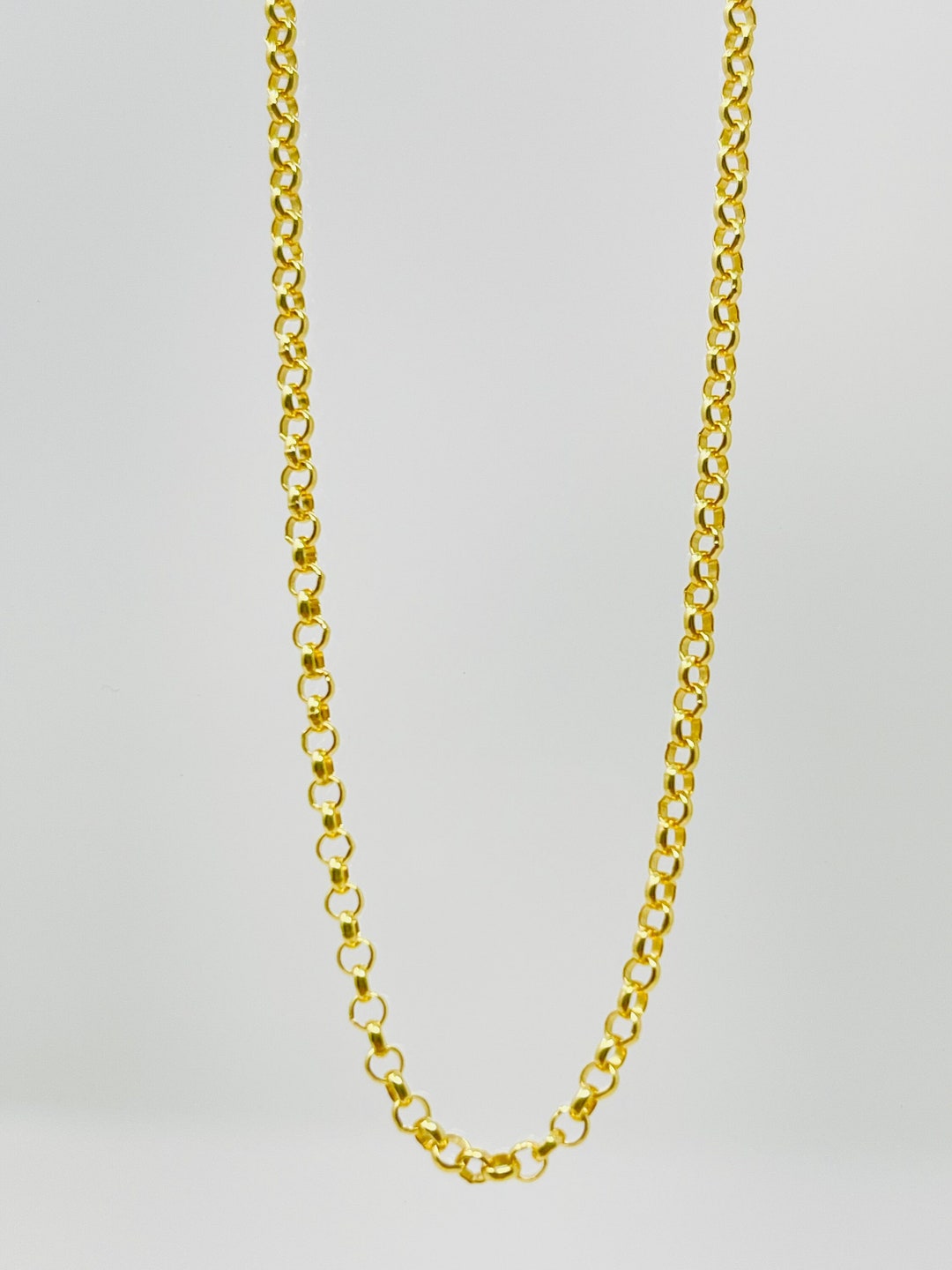14K Gold Rolo Chain Necklace , 1.8 Mm 20 Round Cut Genuine 14K Gold ...