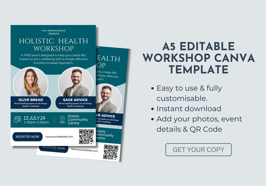 Editable Canva A5 Workshop Flyer Template | Customizable Event ...