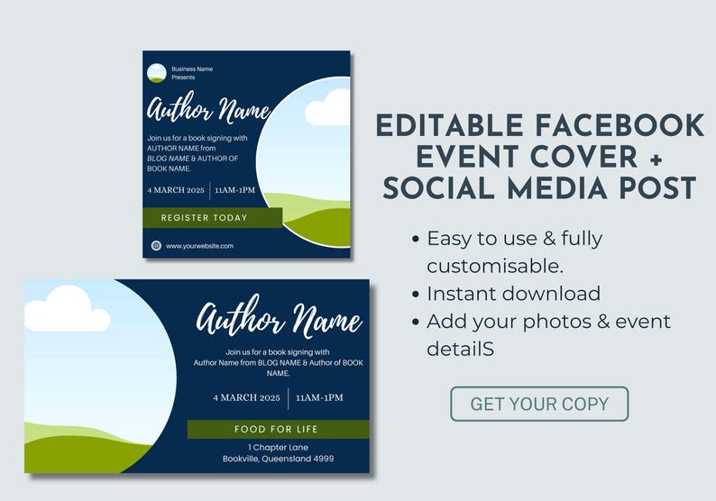 Editable Canva Book Signing Public Appearance Event Templates ...