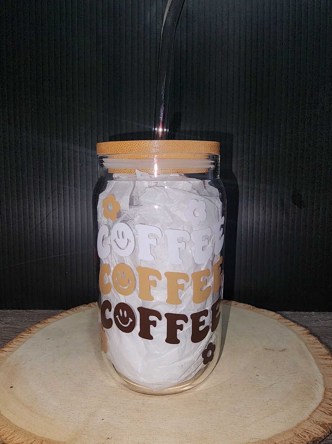 COFFEE Inspired Beer Can Glass Cup - 16oz Retro Font - Iced Coffee ...