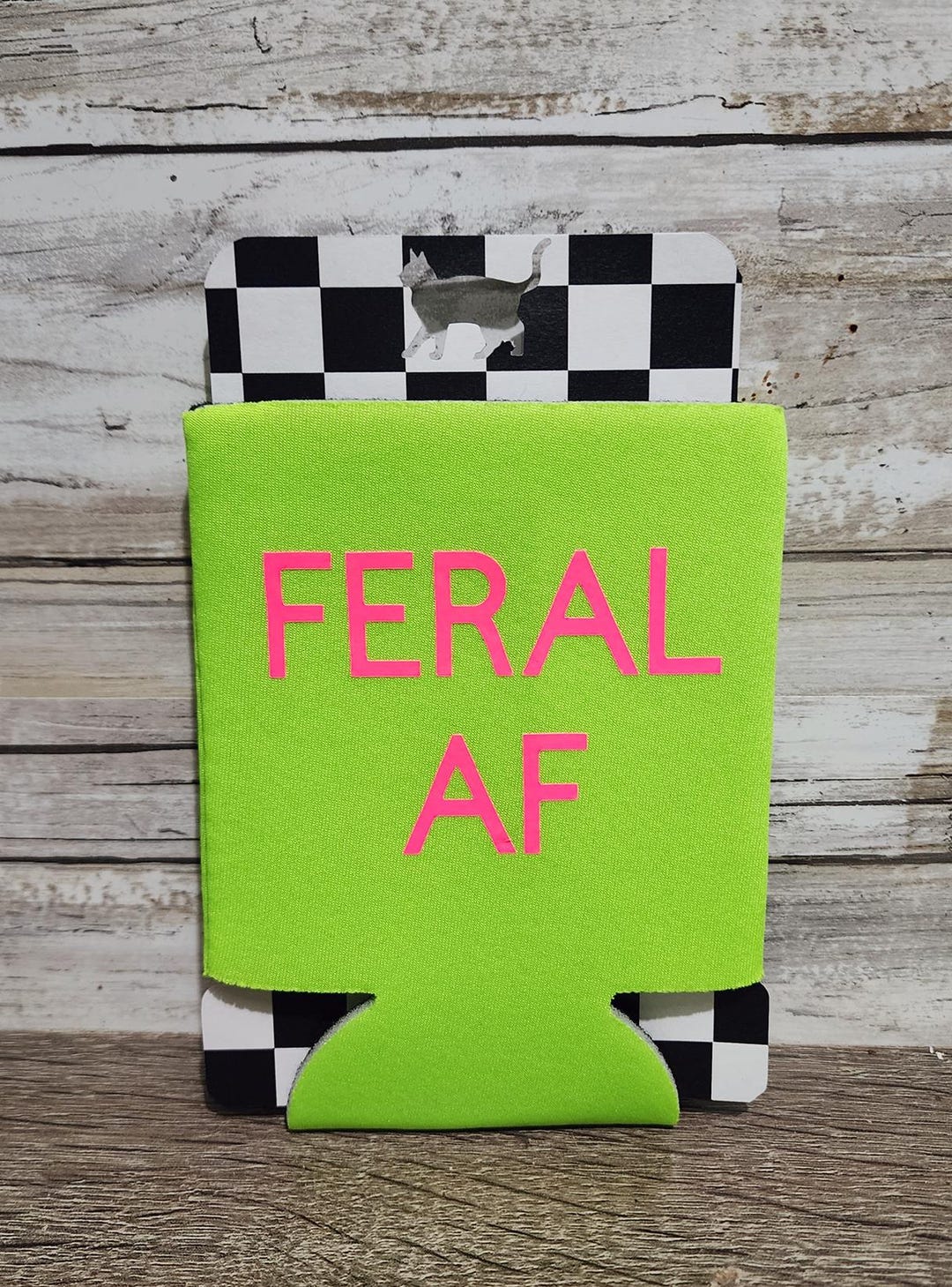 Neon Green Can Cooler - 12oz - Feral - Cup Holder - Beer Sleeve - Gifts ...