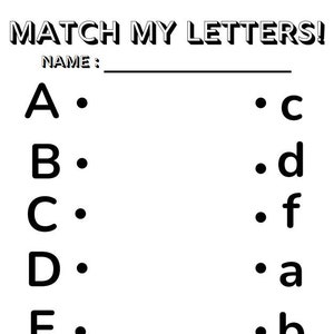 Match the Letters Printable Worksheet - Etsy