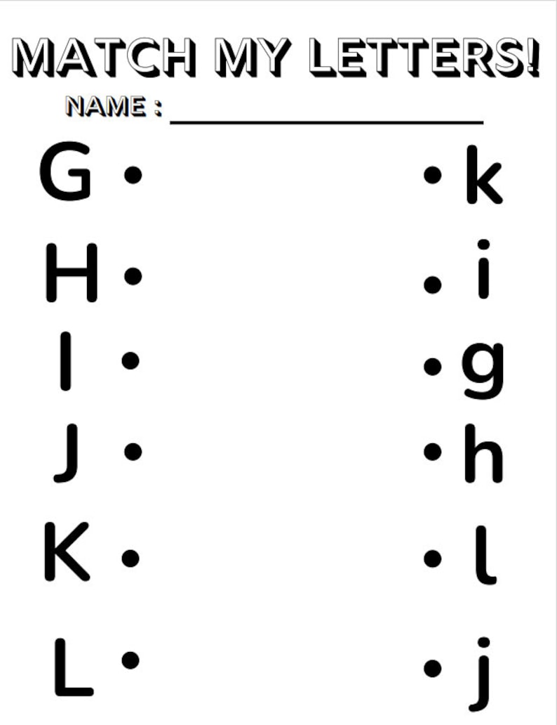 Match the Letters Printable Worksheet - Etsy