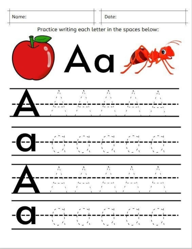 26 Printable Alphabet Tracing Worksheets - Etsy