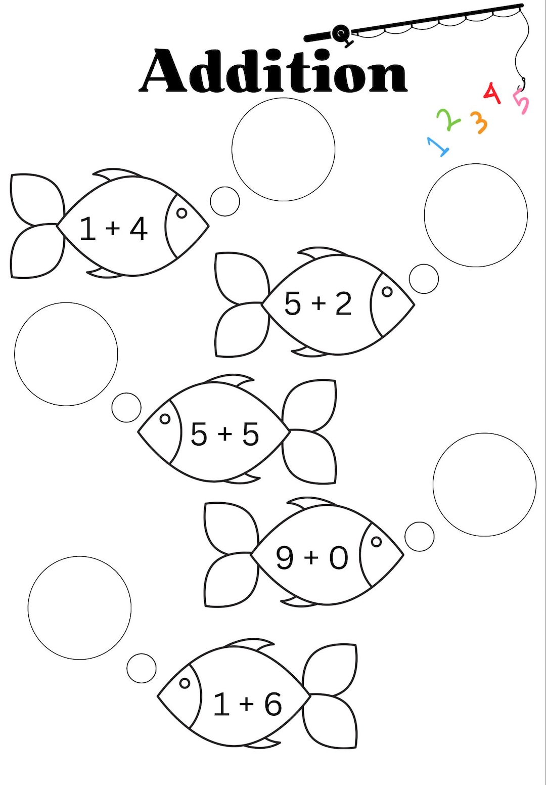 Fishing Addition Worksheets Printable | Catch the Answers Math Practice ...