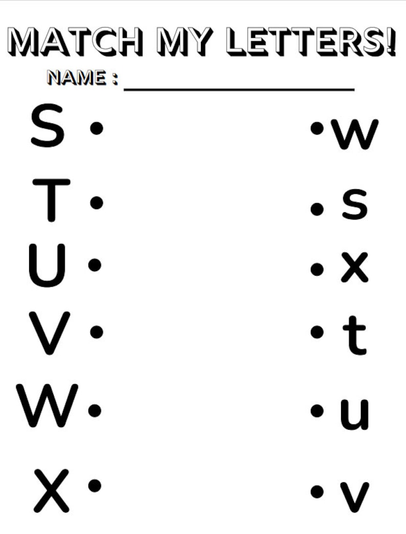 Match the Letters Printable Worksheet - Etsy