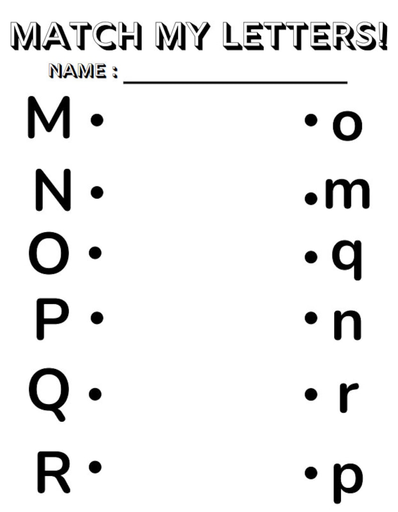 Match the Letters Printable Worksheet - Etsy
