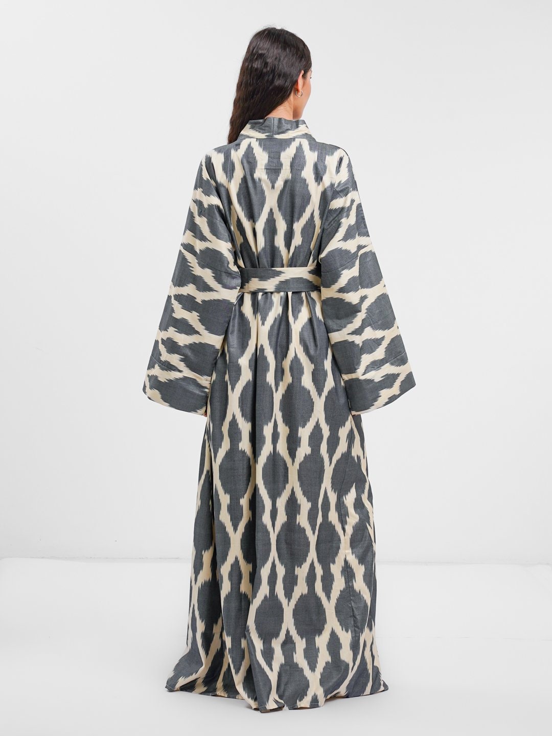 Handwoven Ikat Kimono Maxi Dress Ikat Robe Ikat Dress Uzbek National ...