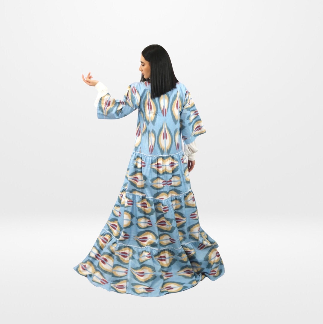 Handwoven Ikat Kimono Ikat Robe Ikat Dress Uzbek National Dress Adras ...