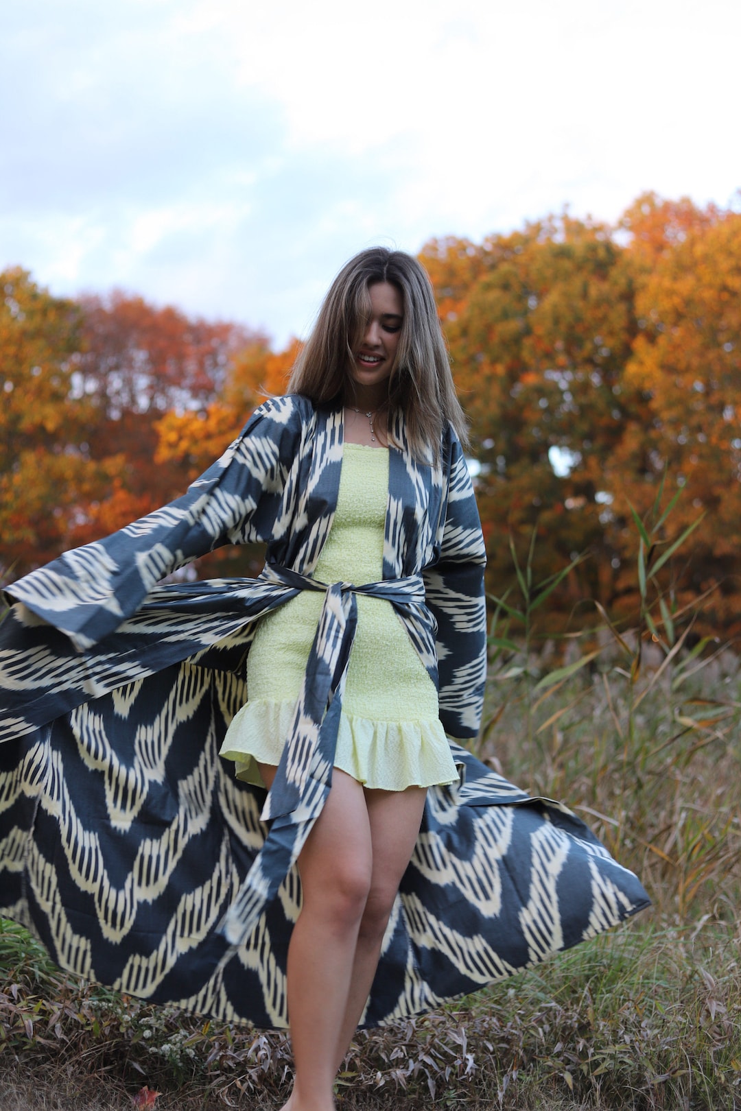 Limited Edition Elegant Handmade Ikat Kimono Uzbek Dress Kaftan, Robe ...