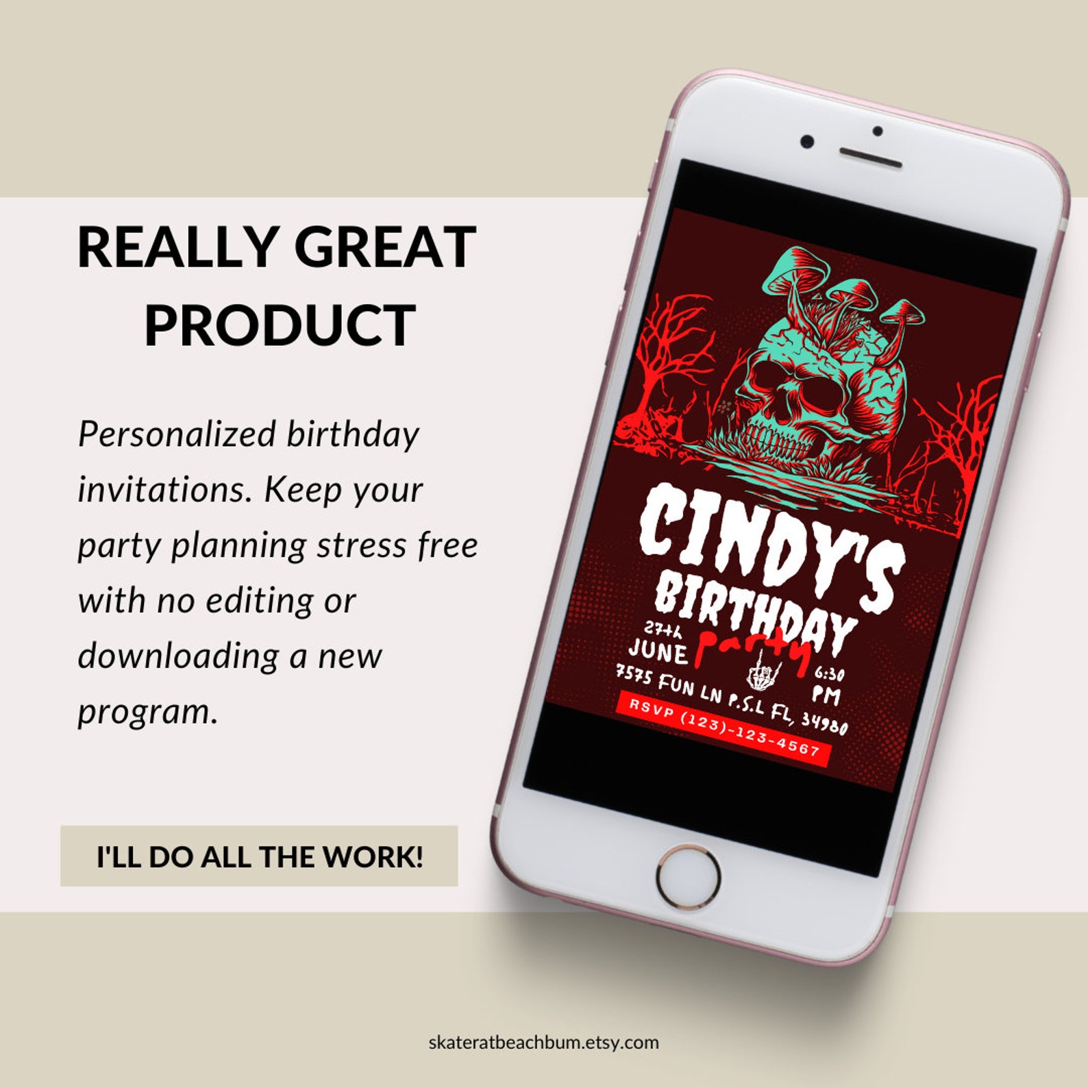 Goth Birthday Invitation Halloween Invitation Gothic - Etsy