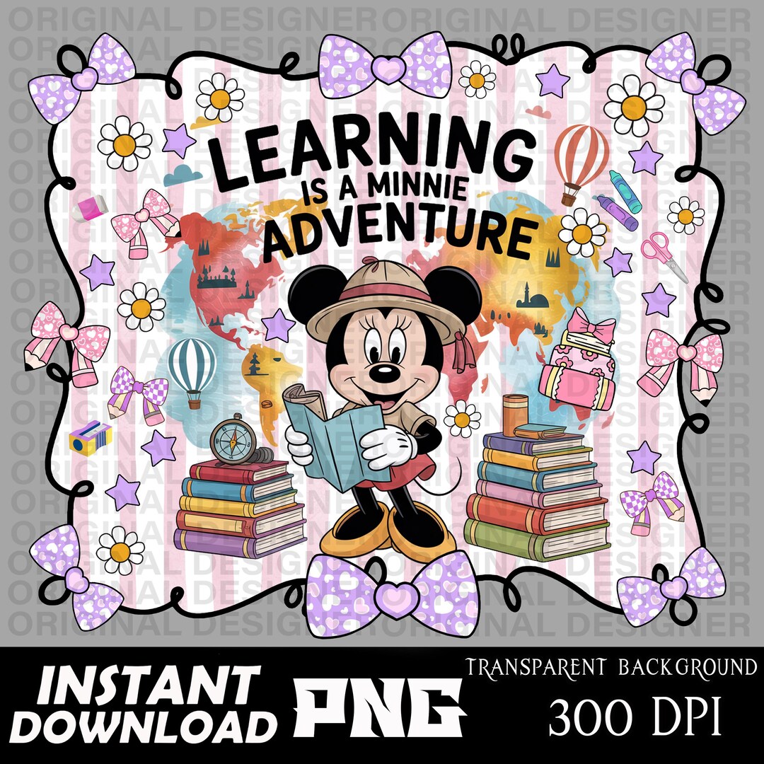 Minnie Mouse Back to School Png Download, Minnie Mouse Cute Sublimation ...