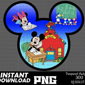Mickey Minnie and Friends Back to School Png, Minnie Mickey School, Cut ...