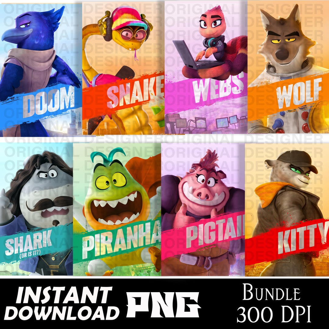 Bad Guys 2 Bundle Png, the Bad Guys 2 Png Digital Download, Mr. Wolf ...