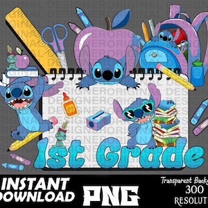 Stitch Back to School Png, Stitch Printable, Back to School 1st Grade ...