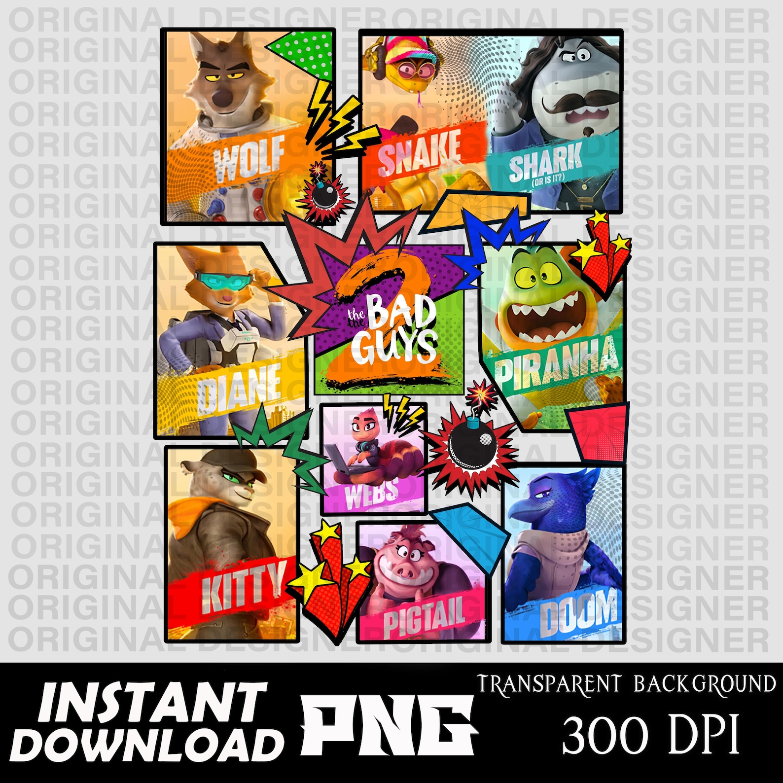 The Bad Guys, the Bad Guys 2 Png, Mr. Wolf, Mr. Snake, Mr. Piranha, Mr ...