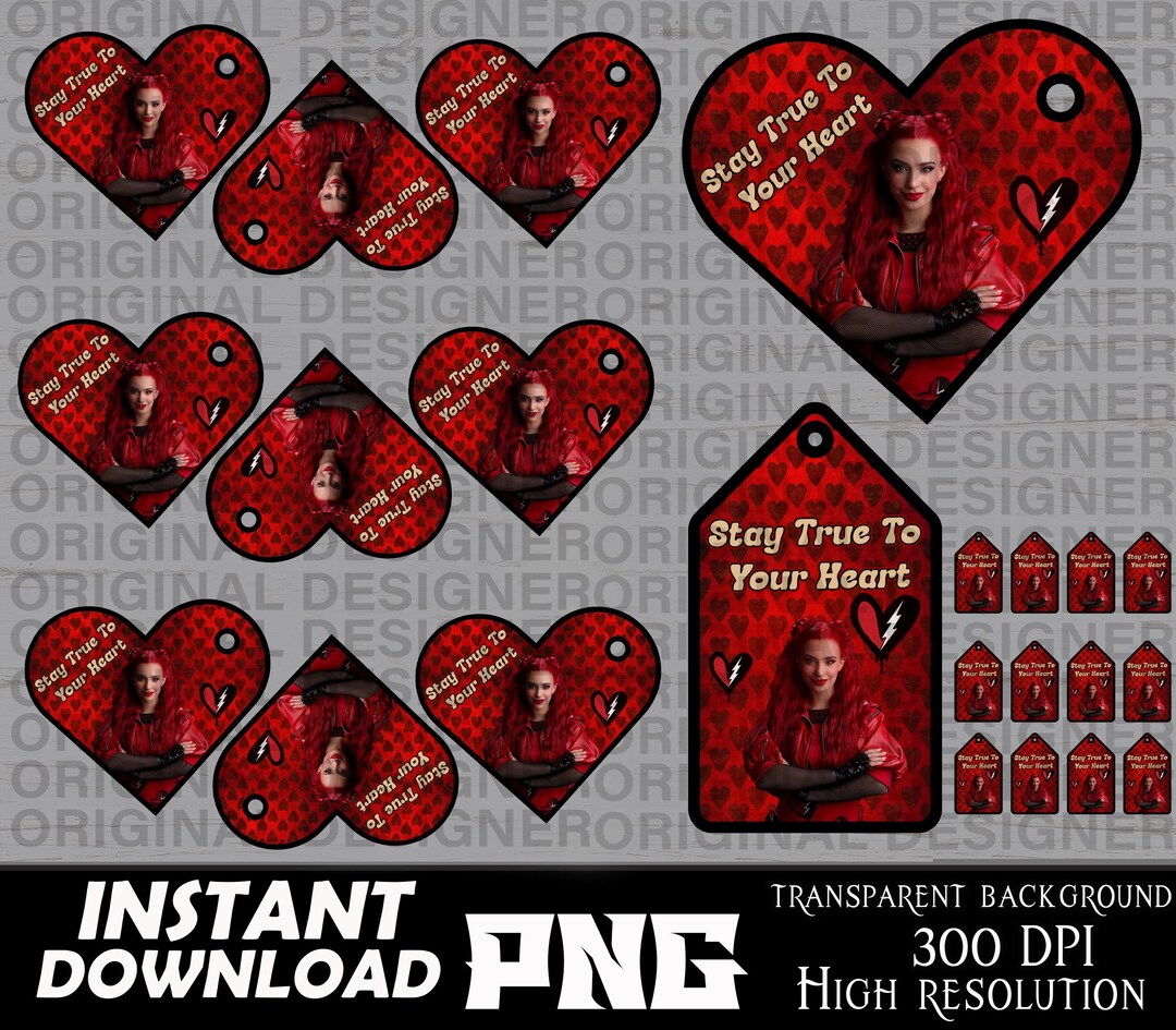 Descendants Red Gift Tag Printable, Descendant Red Party Tags Png ...