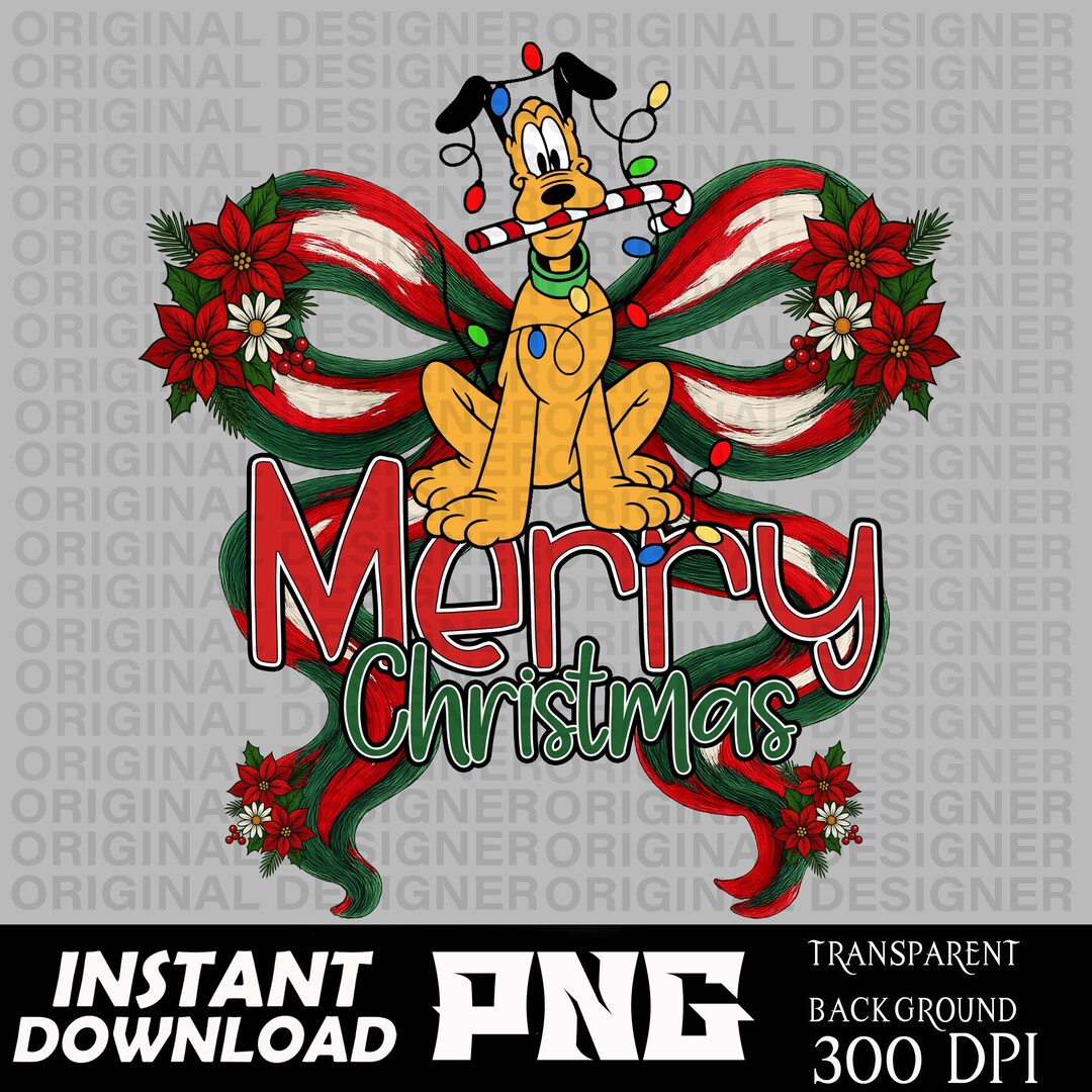 Coquette Christmas Bow Png, Goofy Pluto Christmas Bow, Goofy Christmas ...
